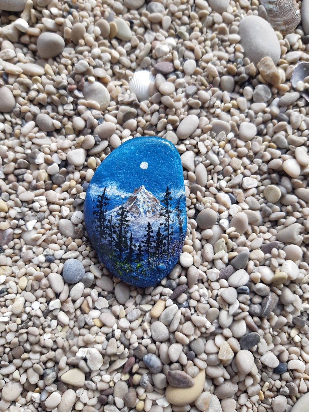 Mountain Magnet, Hand-painted Magnet, Beach Stone Magnet, Fridge Magnet ...