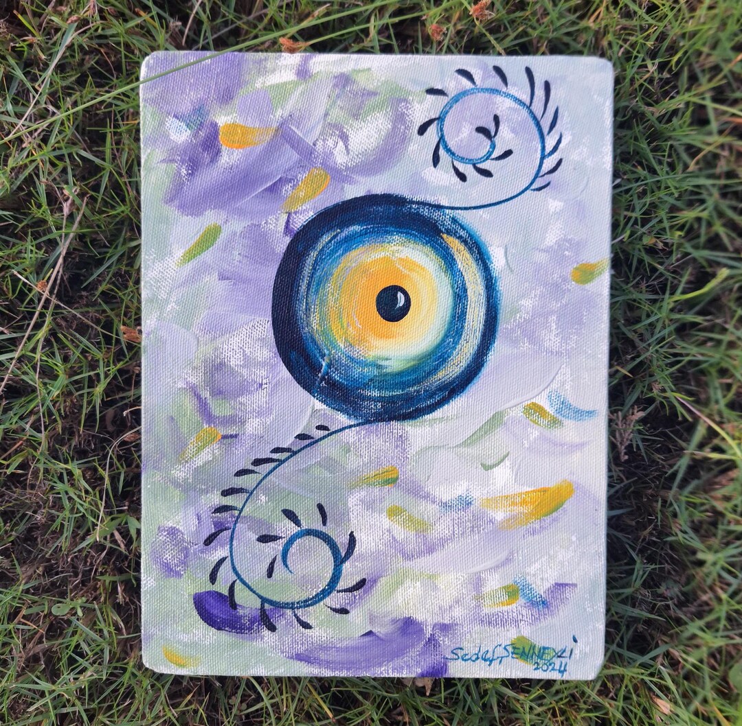 Evil Eye Bead Hand Painted on Canvas, Evil Eye Wall Art, Talisman Gift ...
