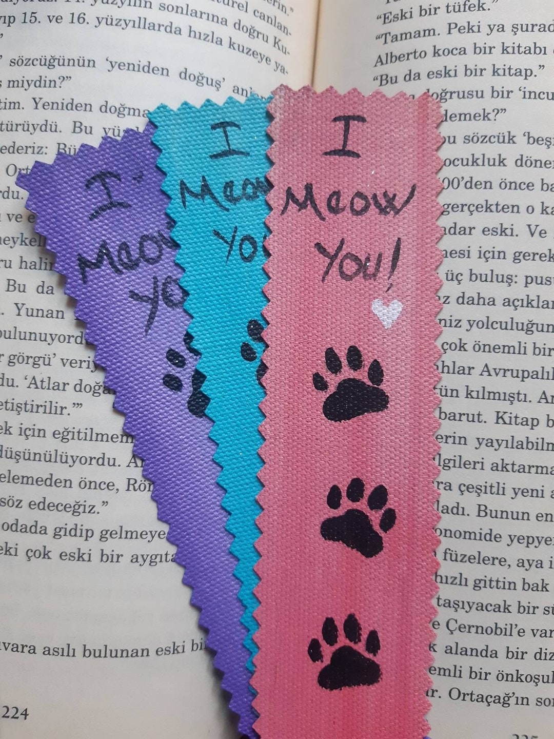 Cat Paw Bookmark, Hand Painted Bookmarks, Paws, Bookmarks Set of 3 ...