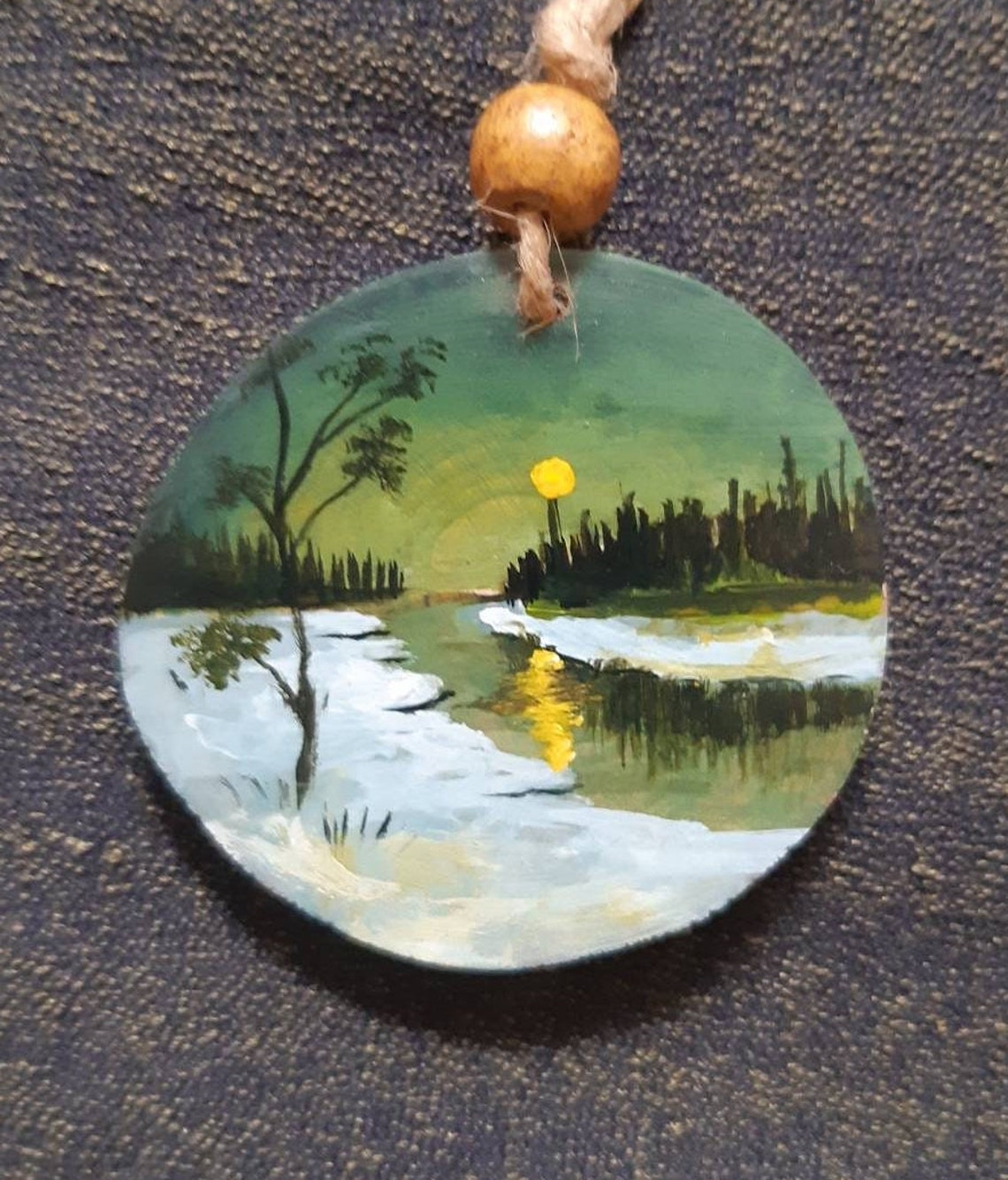 Nature Landscape Painting Christmas Tree Ornament Hand - Etsy