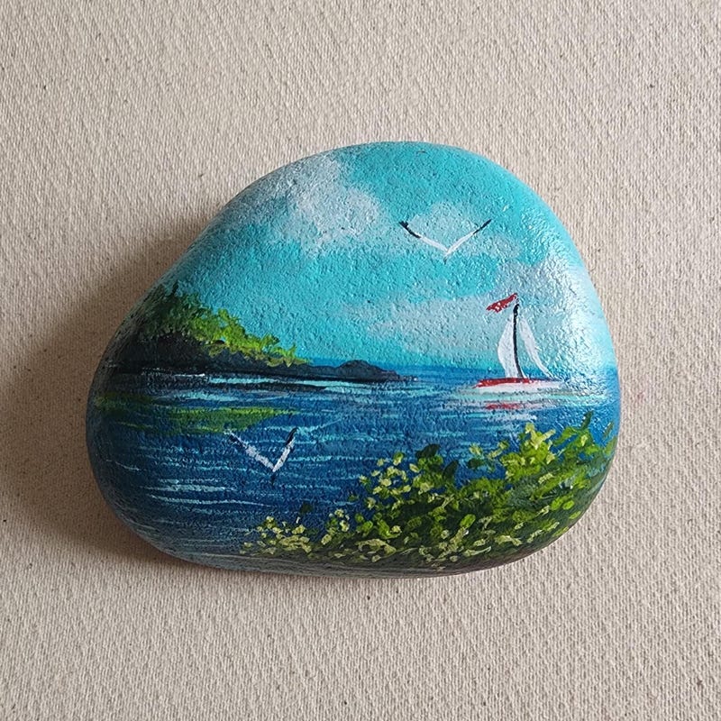 Painted Beach Rock - Etsy
