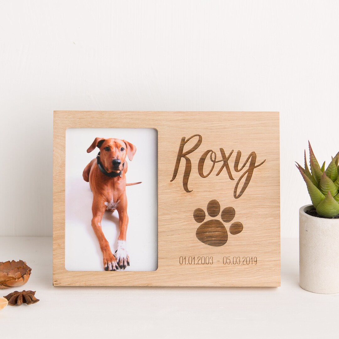 Personalised Paw Print and Date Photo Frame, Pet Loss, Cat or Dog ...