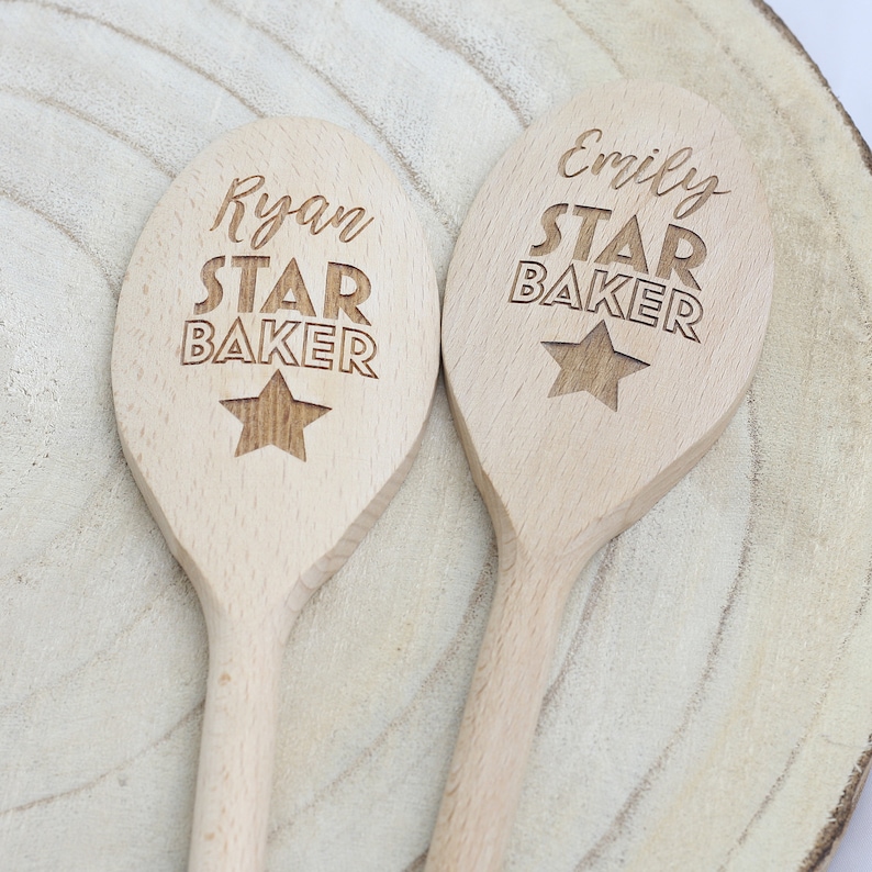 Star Baker Personalised Engraved Wooden Spoon, Cooking, Baking Gift ...