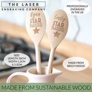 Star Baker Personalised Engraved Wooden Spoon, Cooking, Baking Gift ...