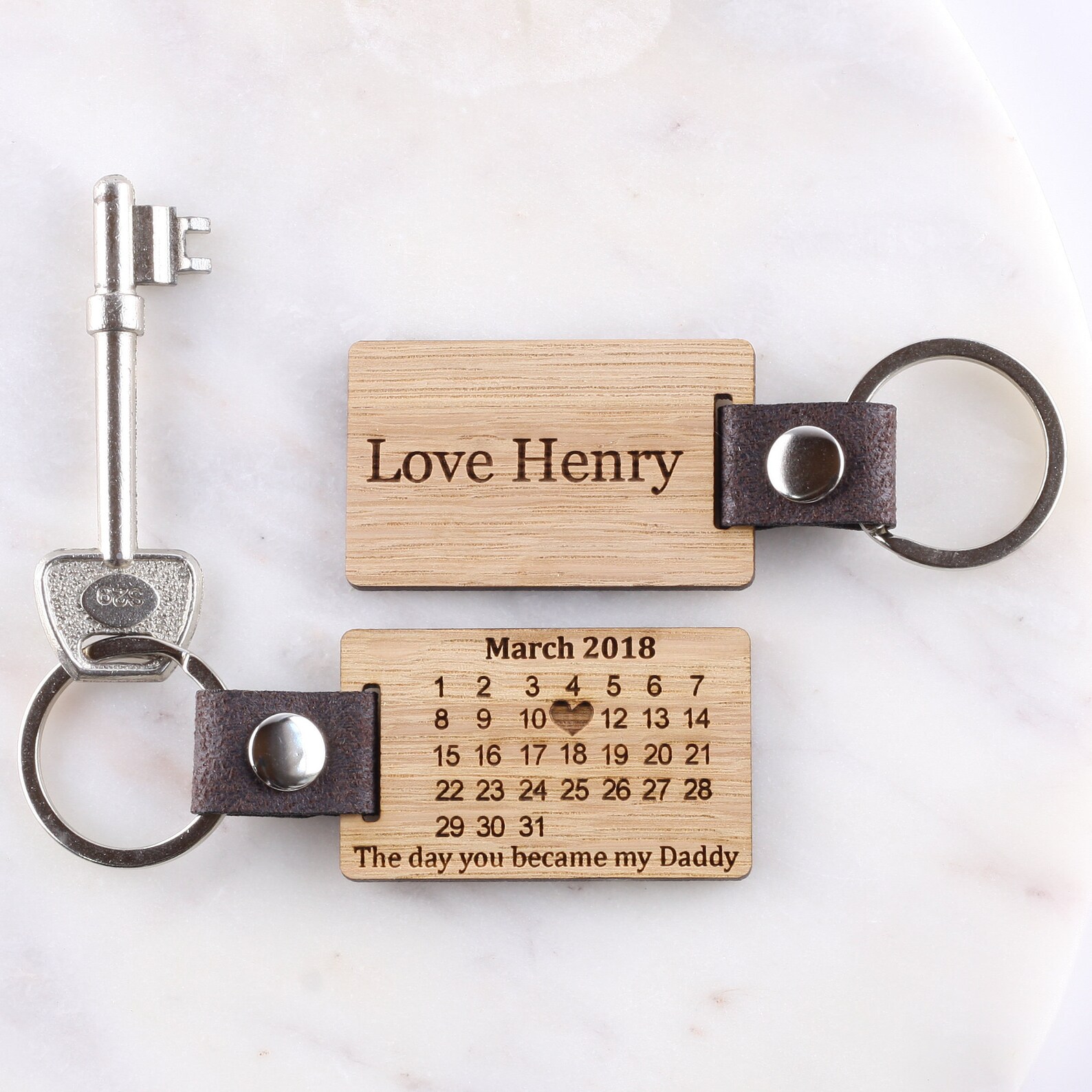 Oak Calendar Date Key Ring Personalised Fathers Day New | Etsy