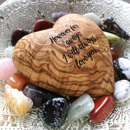 The Original Wedding Gift Engraved Wood Heart Love Token - Etsy