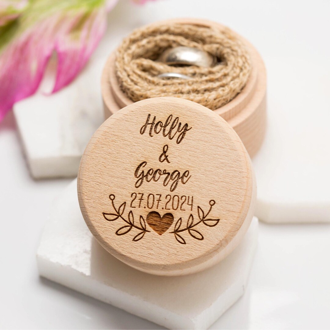 Personalised Wooden Ring Box, Engraved Wedding Ring Holder - Etsy