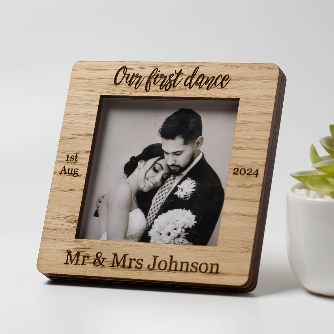 Personalised Oak Wood Photo Frame, Our First Dance, Wedding Gift - Etsy