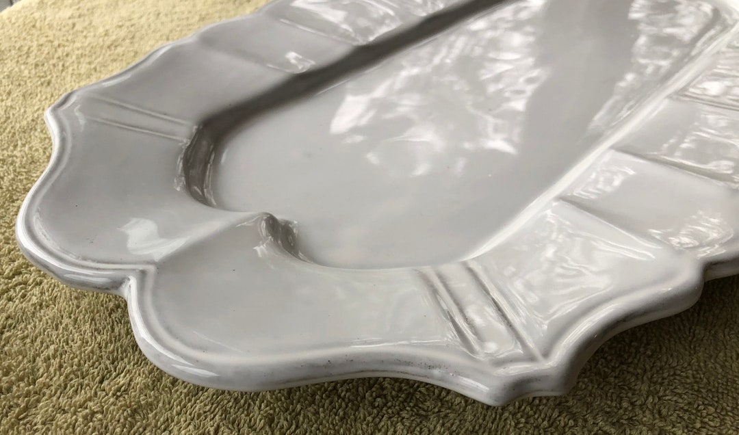Large Oblong Shaped White Terra-cotta Platter - Etsy