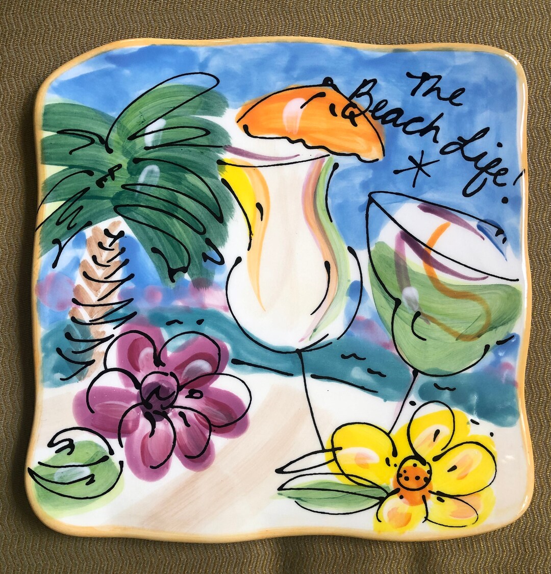 The Beach Life! Set of Ceramic Flat Plates (4) - Etsy