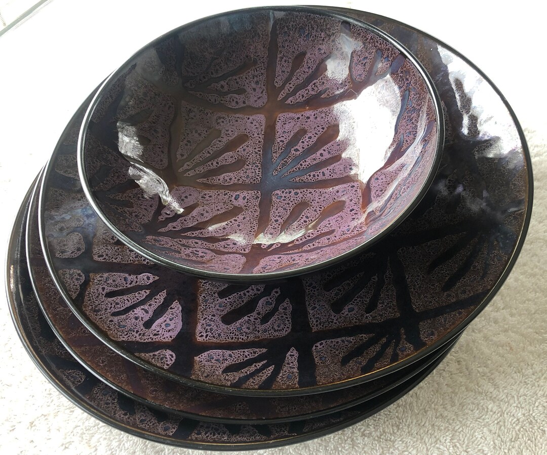 Heritage by Godinger Silver Artsy Purple Plates and Bowls (4 Pieces) - Etsy