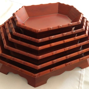 Stacked Wood Octagonal Bamboo-like Tray Set, Korea - Etsy