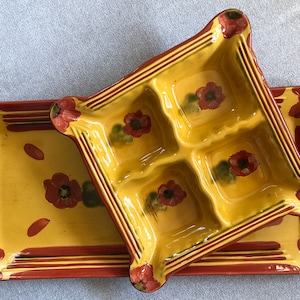 Fleur Rouge by Nanette Vacher for Ambiance Collection Servers (2) - Etsy