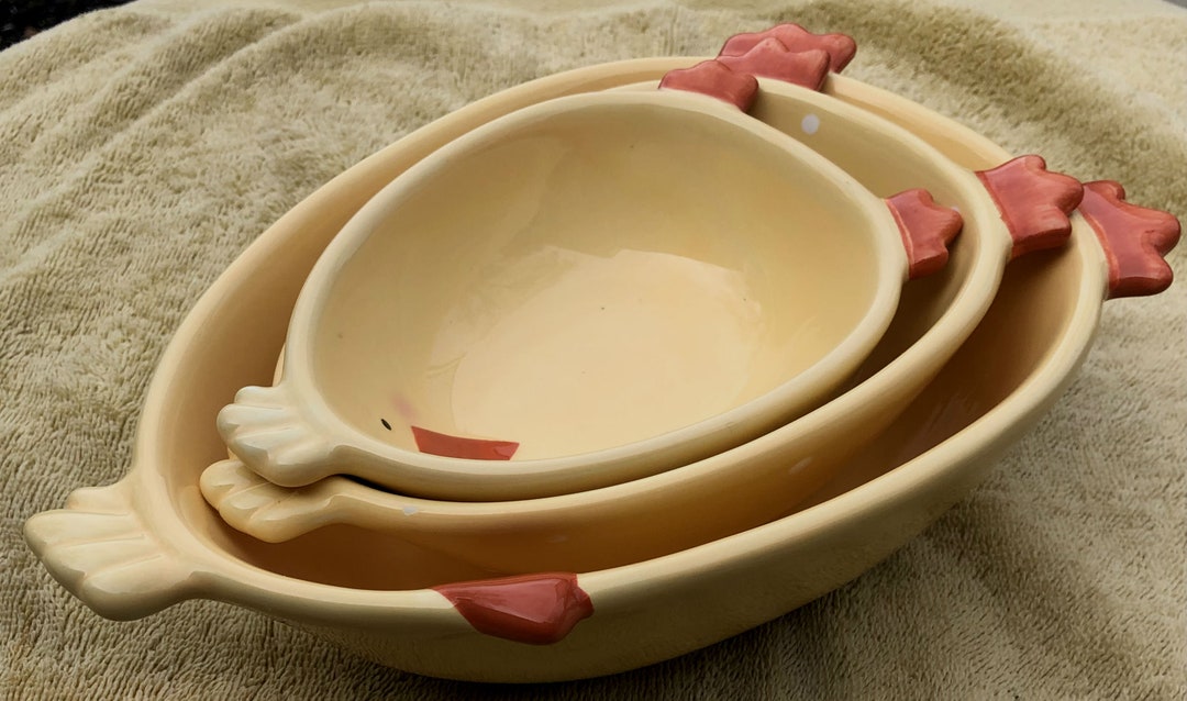 Egg Shaped Nested Ceramic Chicken Bowls - Etsy