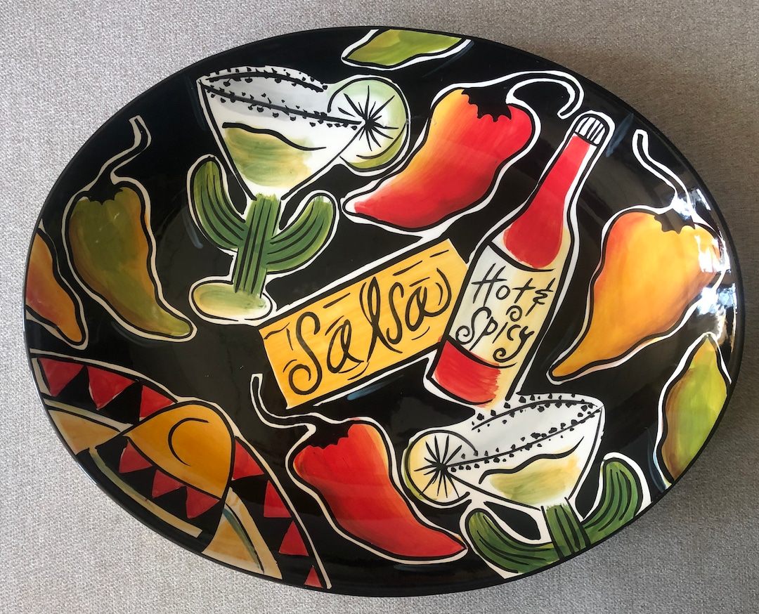 Clay Art Salsa! Large Oval Chip Bowl - Etsy