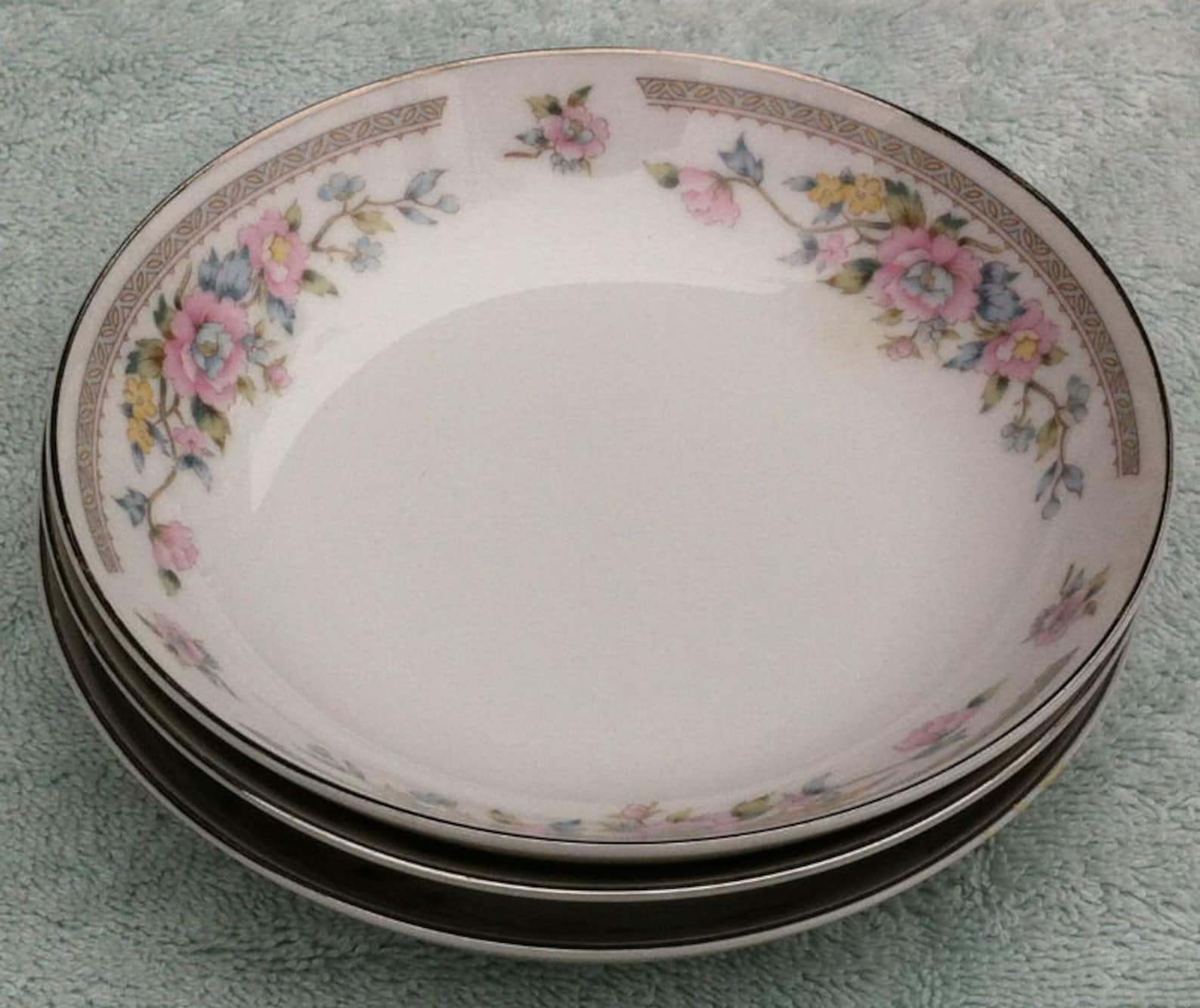 Three (3) Crescent China by Ranmaru Oriental Garden Fruit/dessert Bowls ...