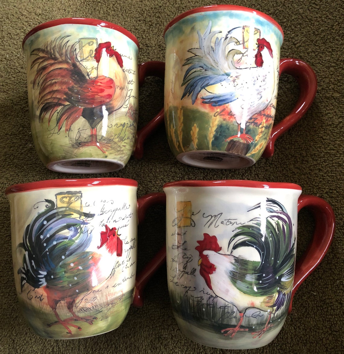 Le Rooster Certified International mugs Susan Winget 4 - Etsy.de