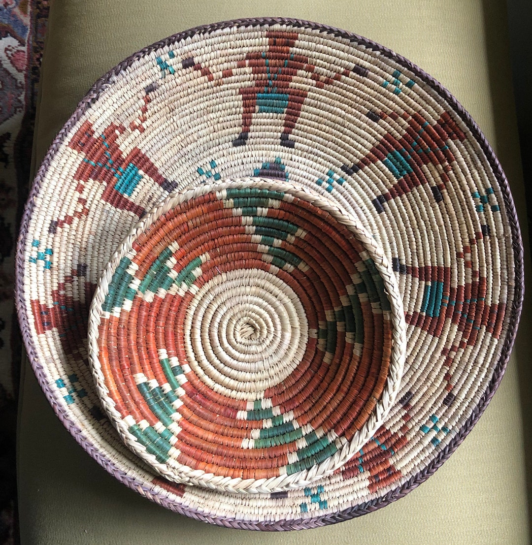 Native American Indian Round Woven Bowl Set - Etsy