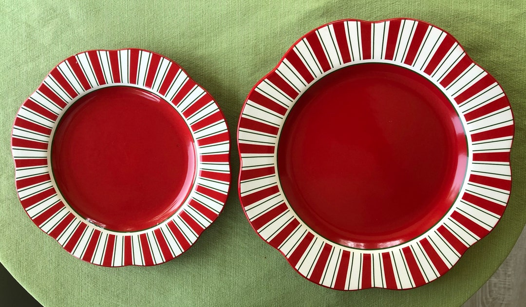 Candy Cane Party Ceramic Servers (2) - Etsy