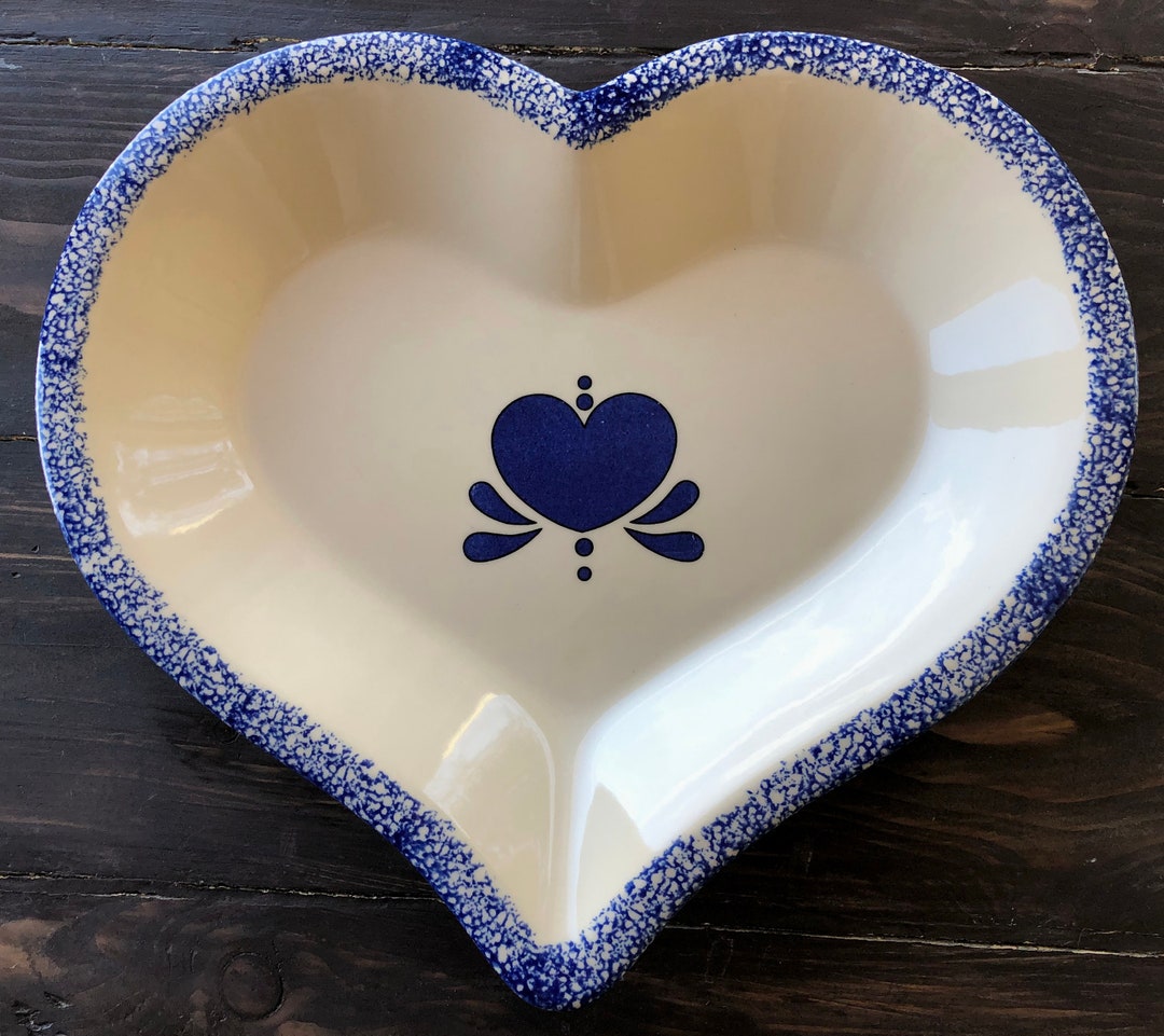 Heart Shaped Ceramic Server in Blue and White - Etsy