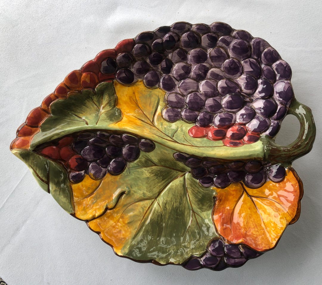 Certified Intl 2 Partition Autumn Grapes Relish/snack Plate - Etsy