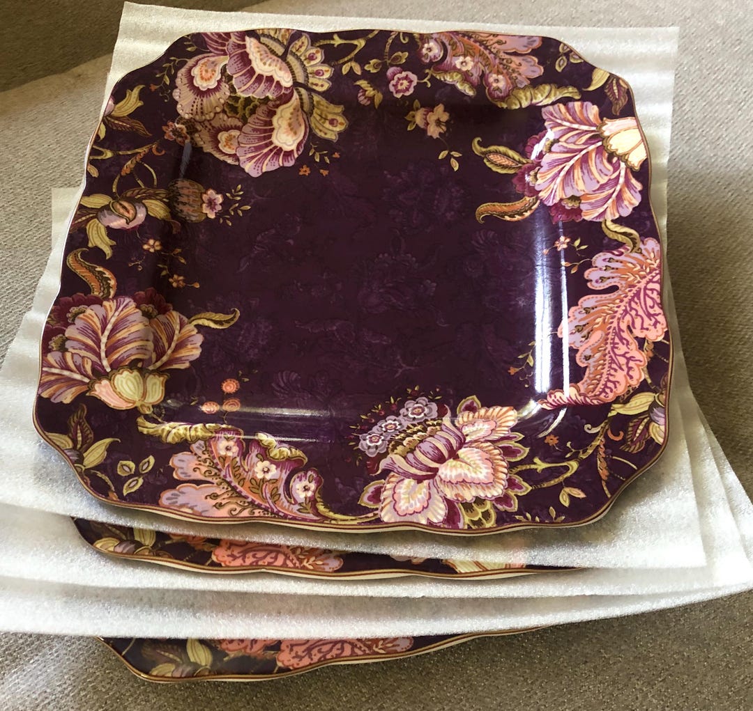 222 Fifth Gabrielle Purple Square Dinner Plates (4) - Etsy