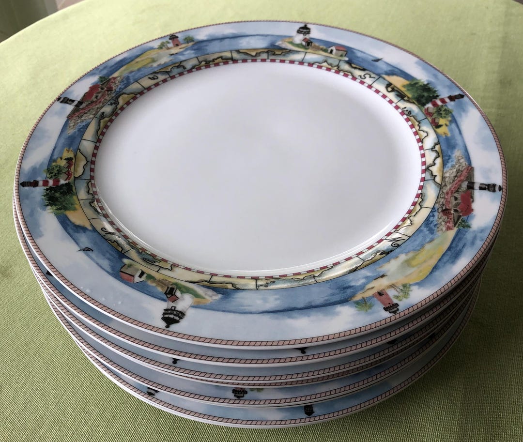 Signals Lighthouse Dinner Plates by American Atelier (8) - Etsy