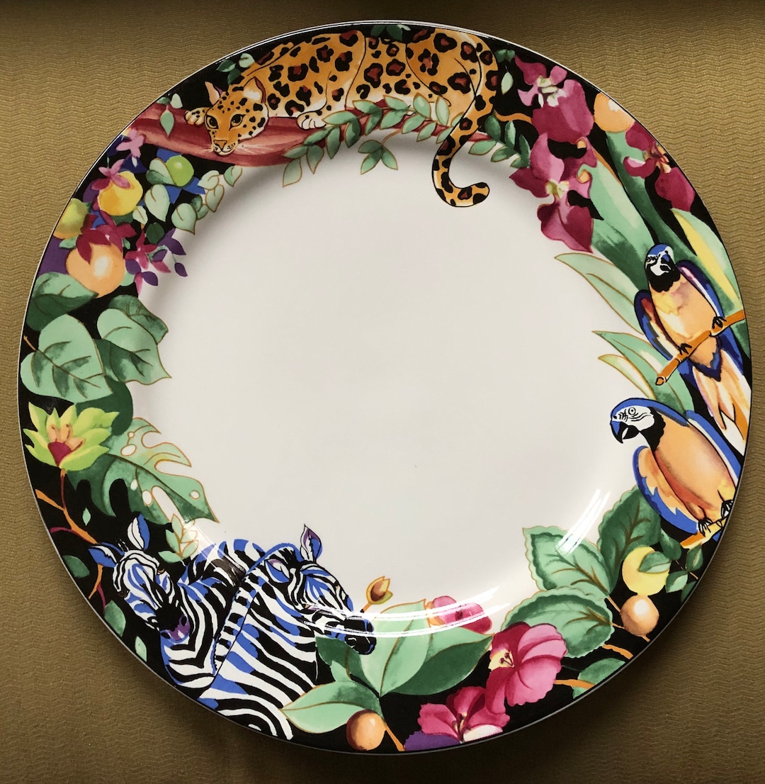 Jungle Scene With Leopard Round Platter, Rain Forest - Etsy