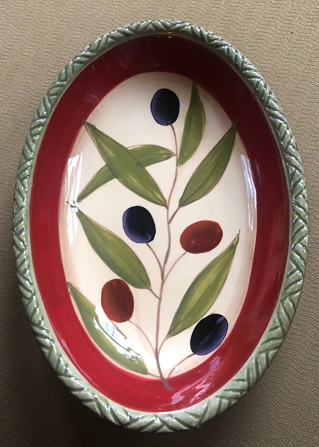 Clay Art Antique Olive Small Oval Bowl - Etsy