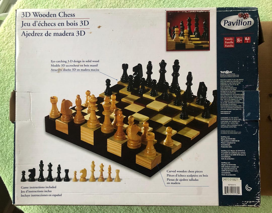 3D Chess Board and Wooden Pieces - Etsy