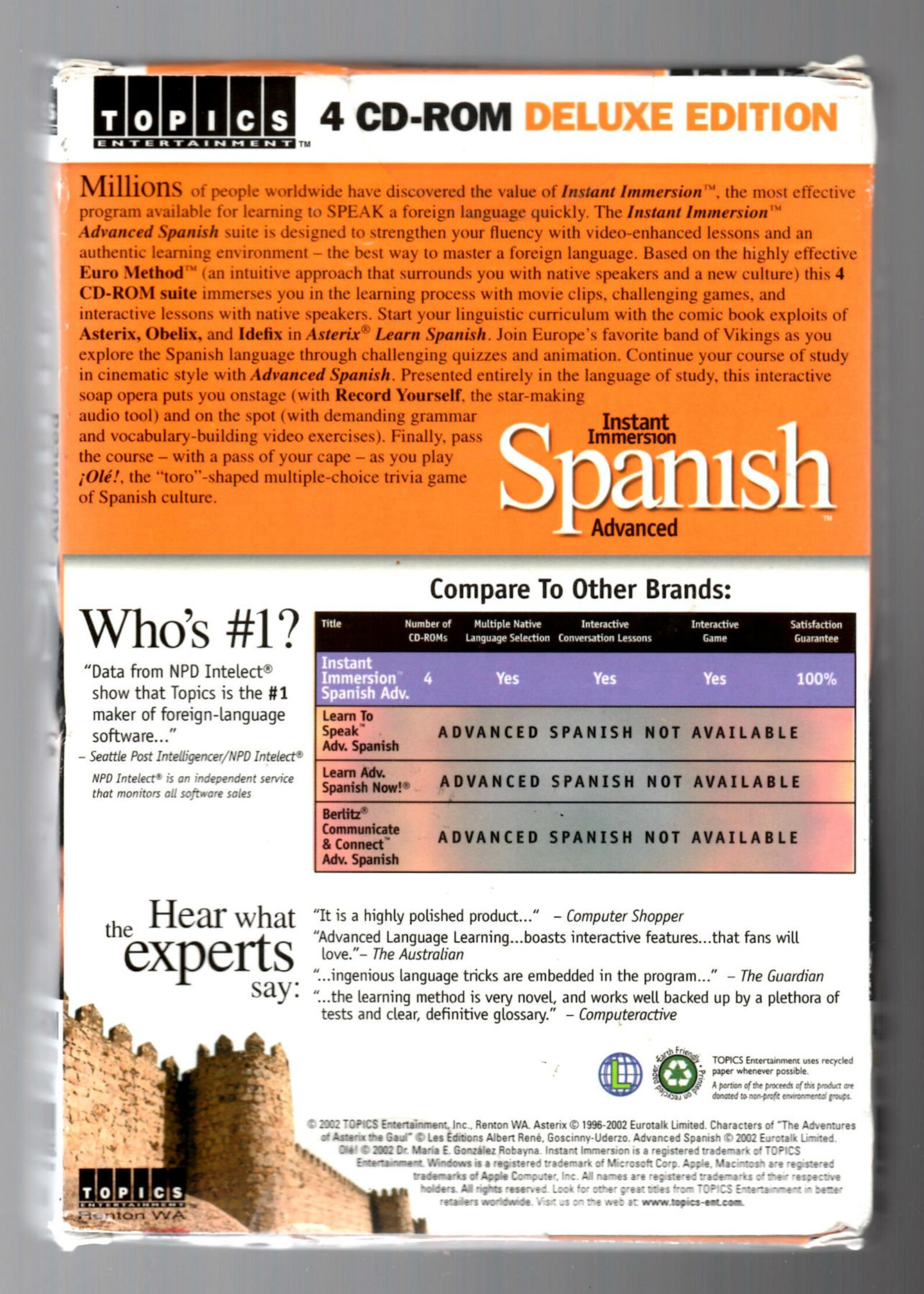 Spanish Instant Immersion Advanced 4 CD Set, Euro Method, WIN and MAC ...