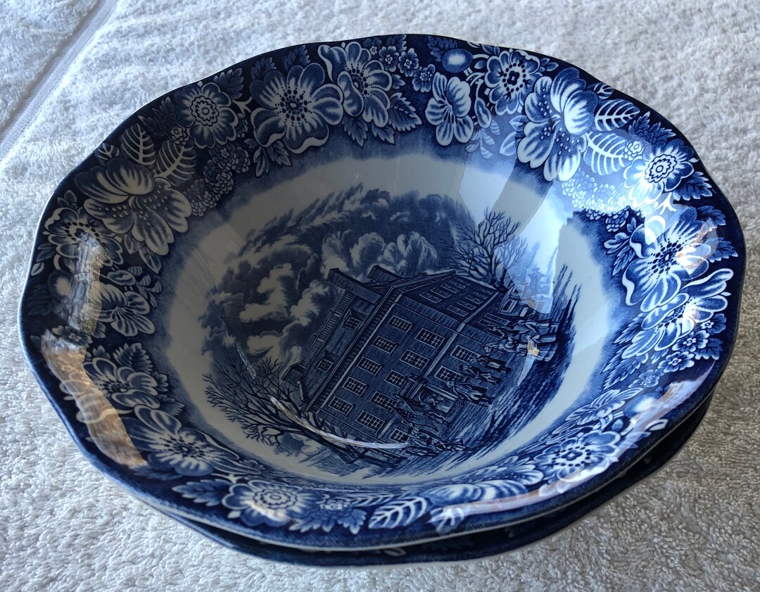 Liberty Blue Round Vegetable Bowls (2), New - Etsy