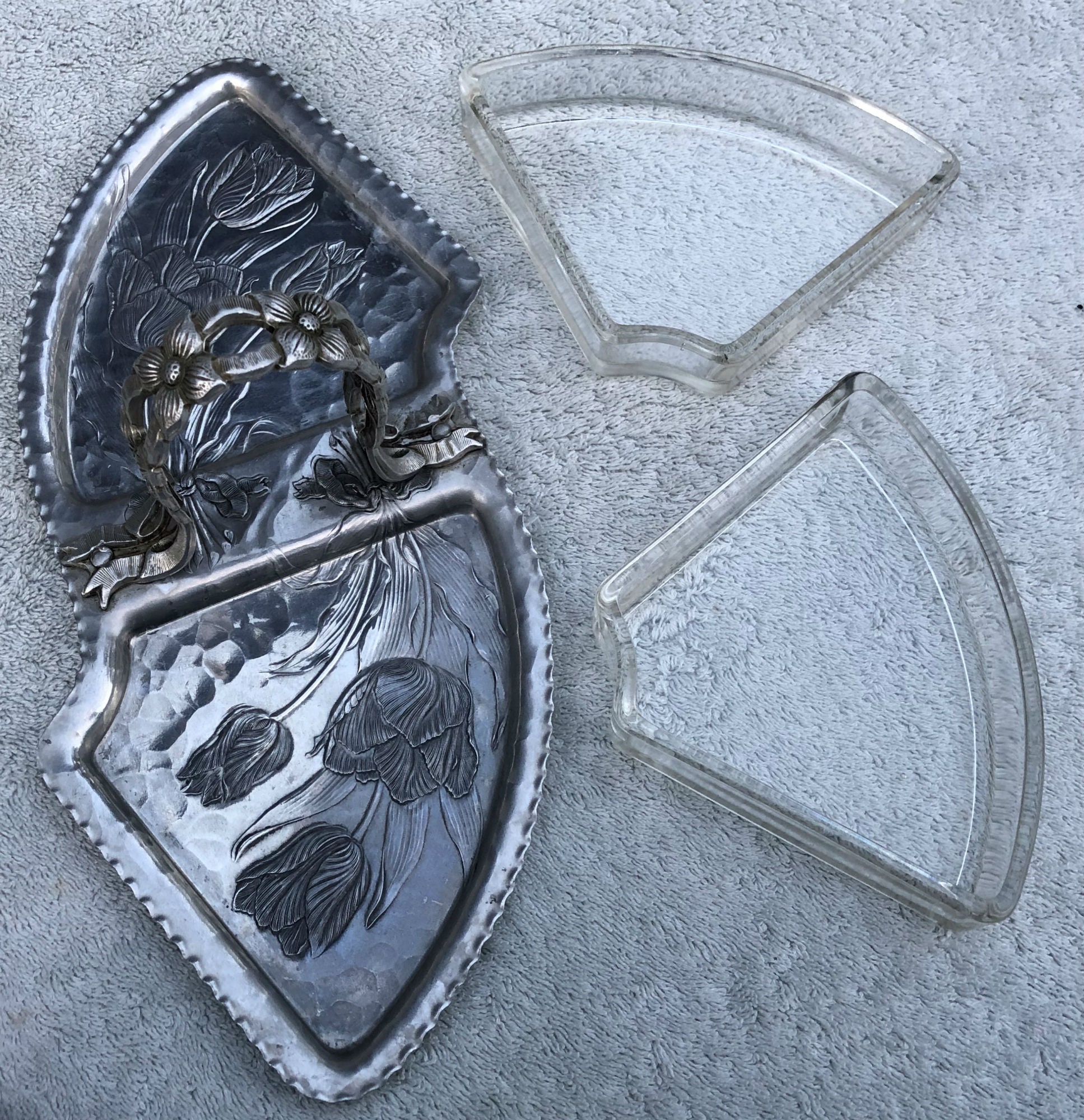 Rodney Kent Hand Wrought Creations handled 2 part dish with | Etsy