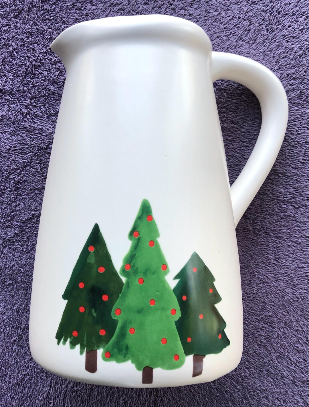 White Christmas Holiday Pitcher From Tabletops Unlimited - Etsy