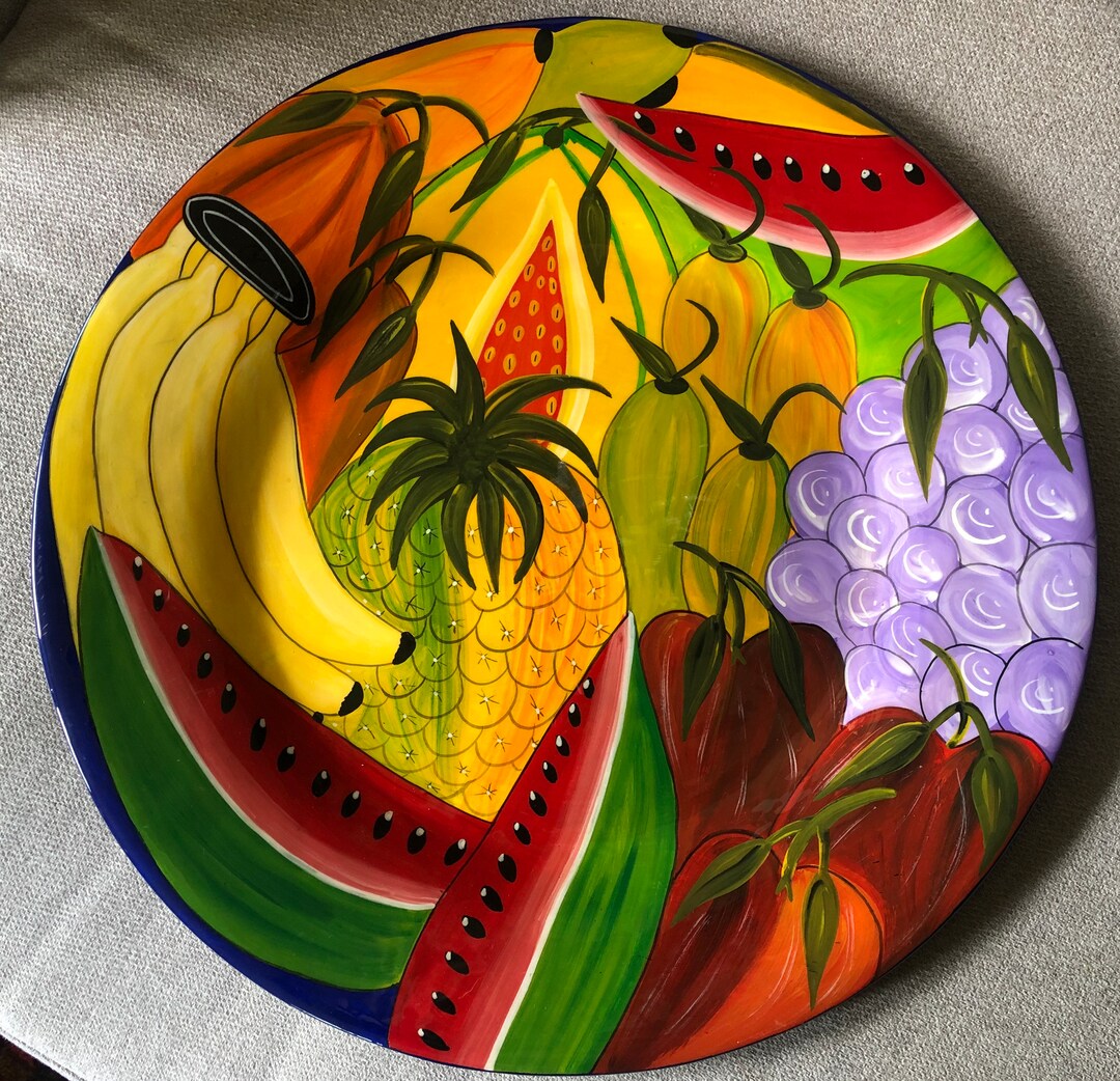 Fruits Large Terra Cotta Platter - Etsy