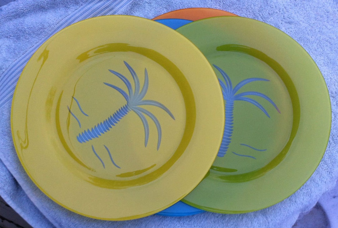Translucent Arc France Palm Tree Dinner Plates (4) - Etsy