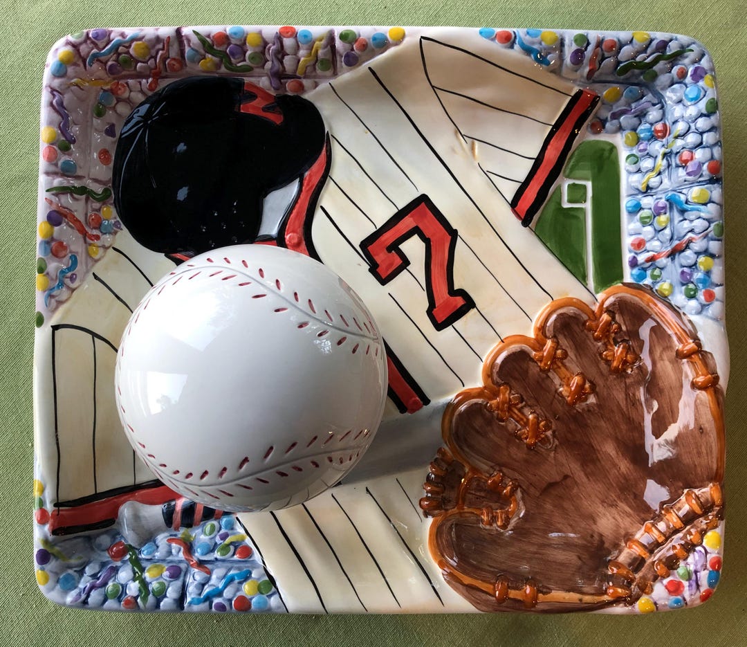 Baseball Theme Ceramic Chip and Dip Plate With Images in Relief - Etsy