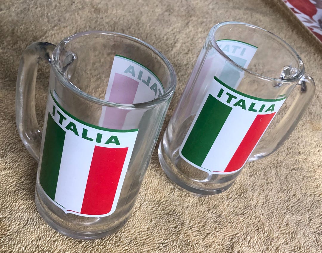 Italian Glass Mugs (2) With Colors - Etsy