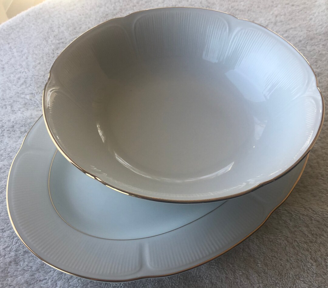 Ranmaru Crescent China Coquille D'or Vegetable Bowl and Oval Platter ...