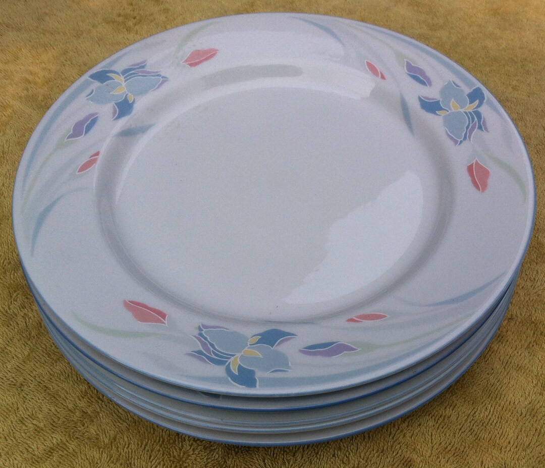 Fresh Flowers Iris by Excel Dinner Plates 5 - Etsy