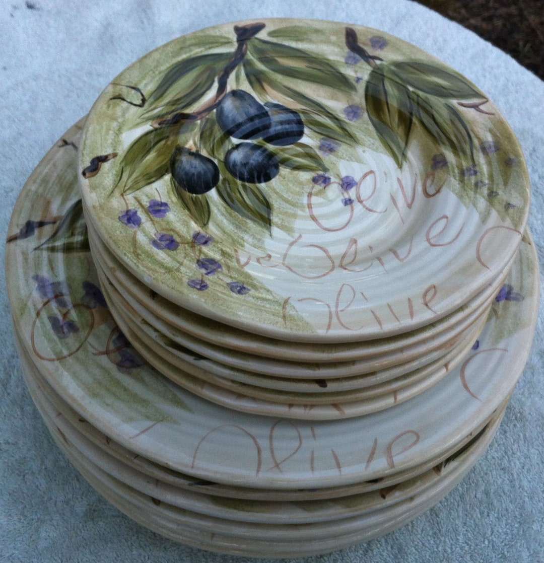 Olive Grove Dinner and Salad Plates, 6 Each, Tabletops Unlimited - Etsy