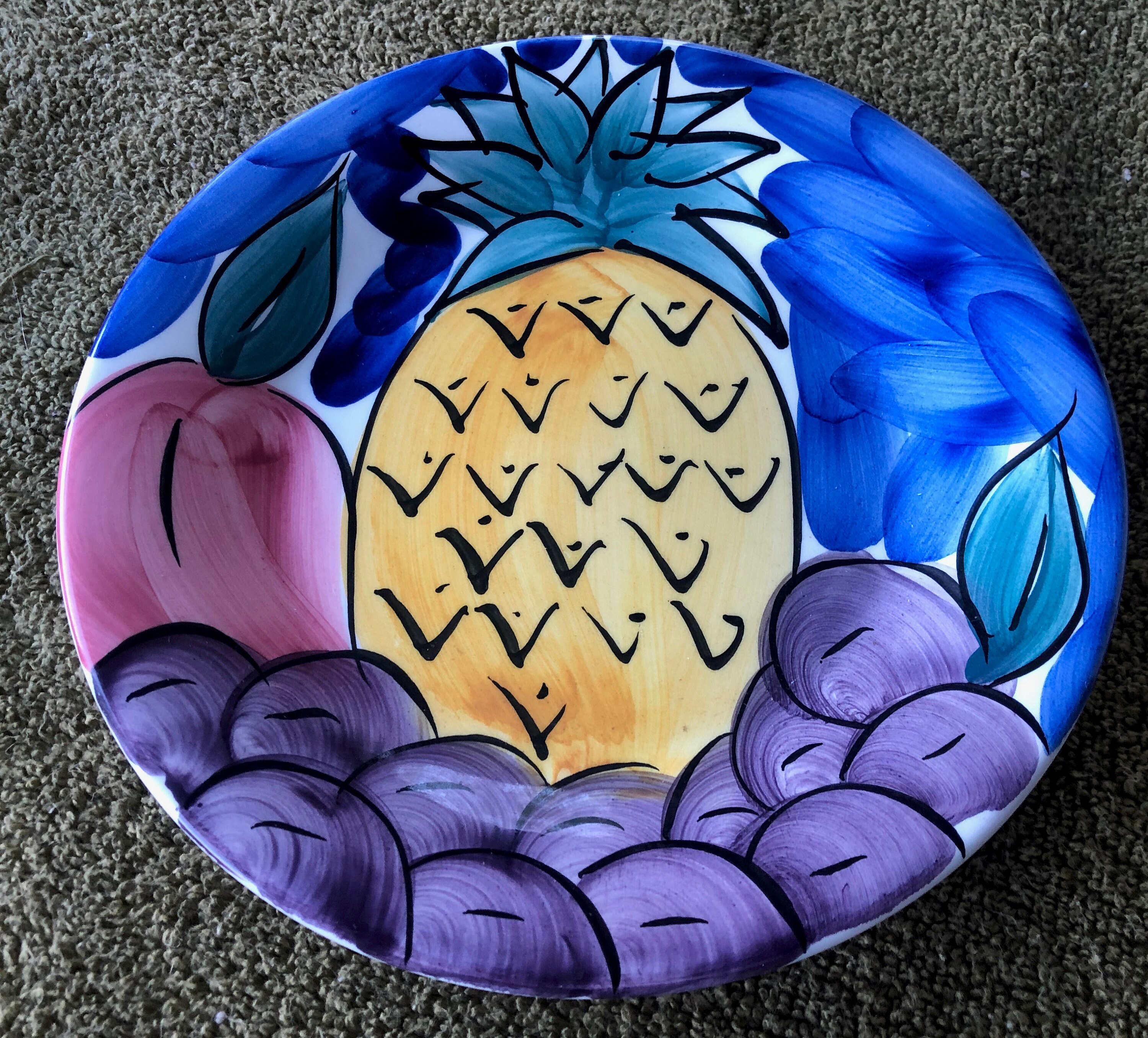 Pier 1 Hand Painted Pineapple Dish Set, Italy (4 Dinner, 4 Salad) - Etsy