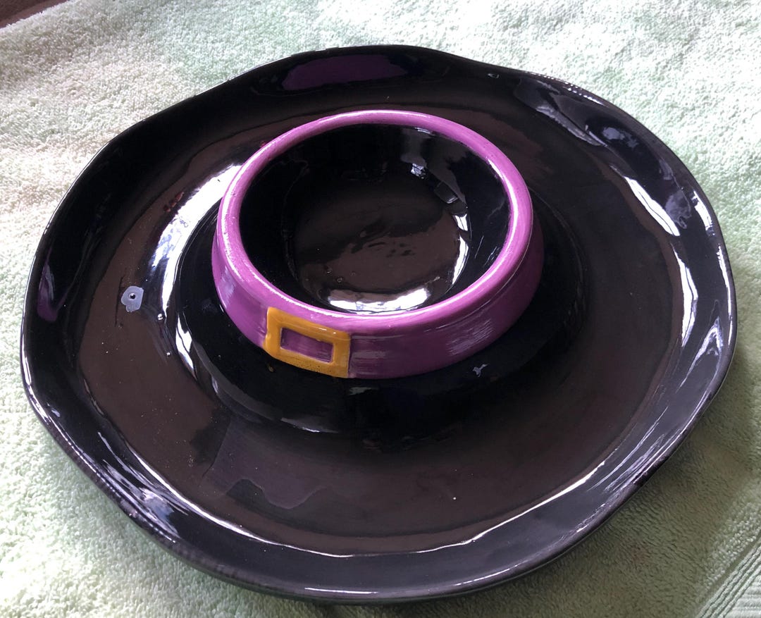 Black Chip Plate With Witch/puritan Hat Shaped Design - Etsy