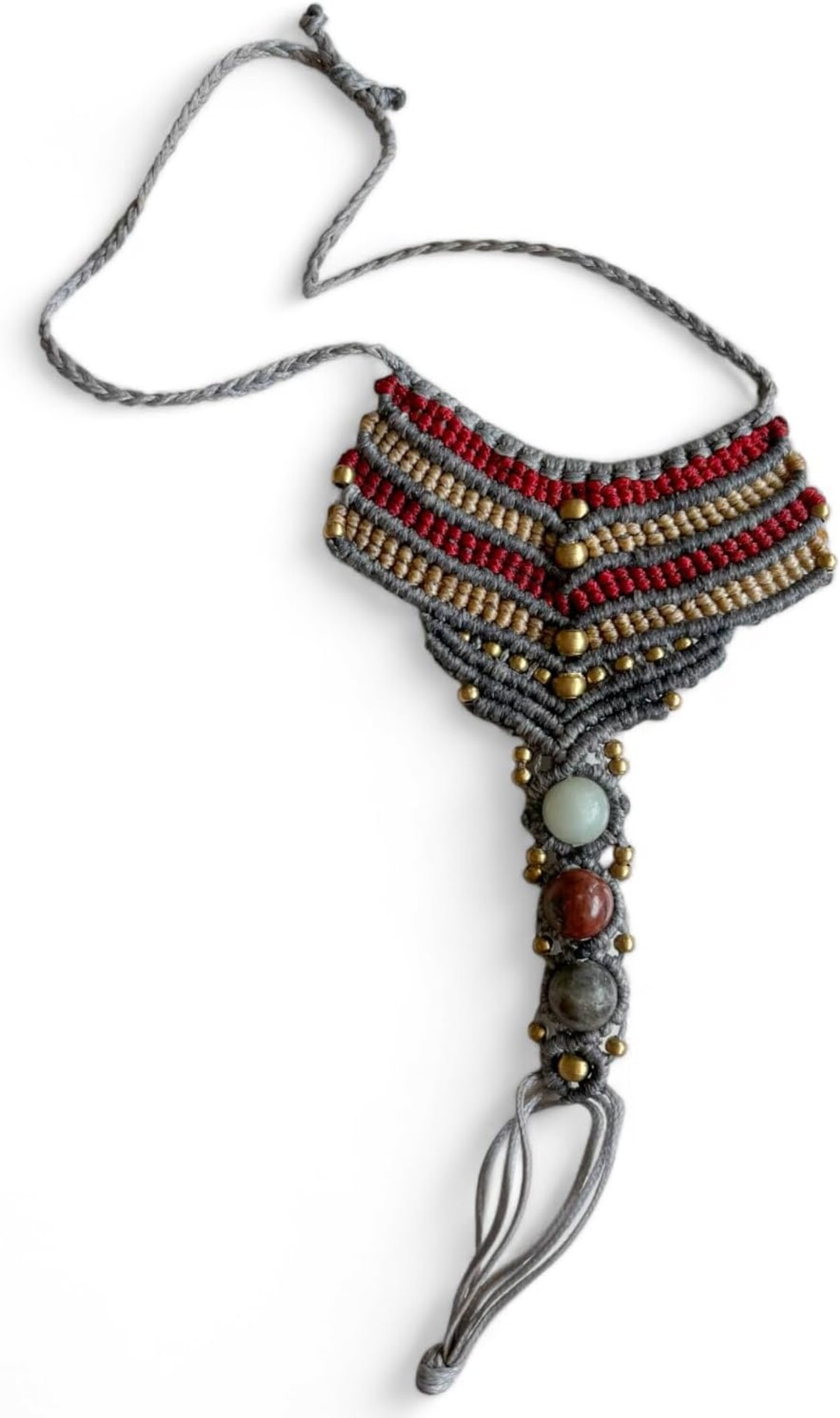 AYANA Triple Crystal Macrame Armlet for Women | White Onyx, Red Jasper ...