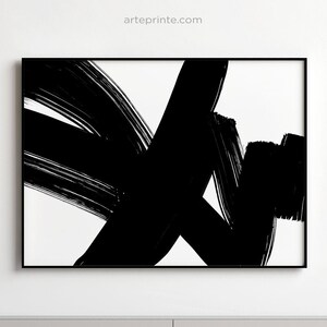 Black and White Abstract Lines Art Print, Black Ink Painting, Modern ...