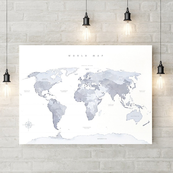 Blue World Map - Etsy
