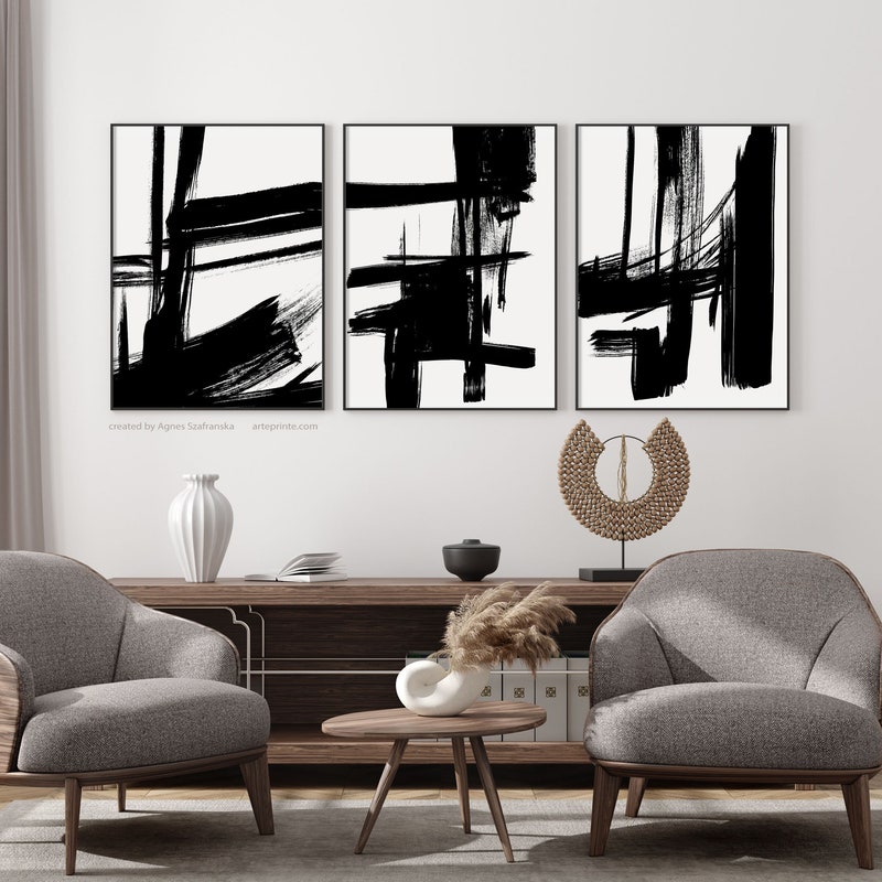 Black Abstract Art - Etsy
