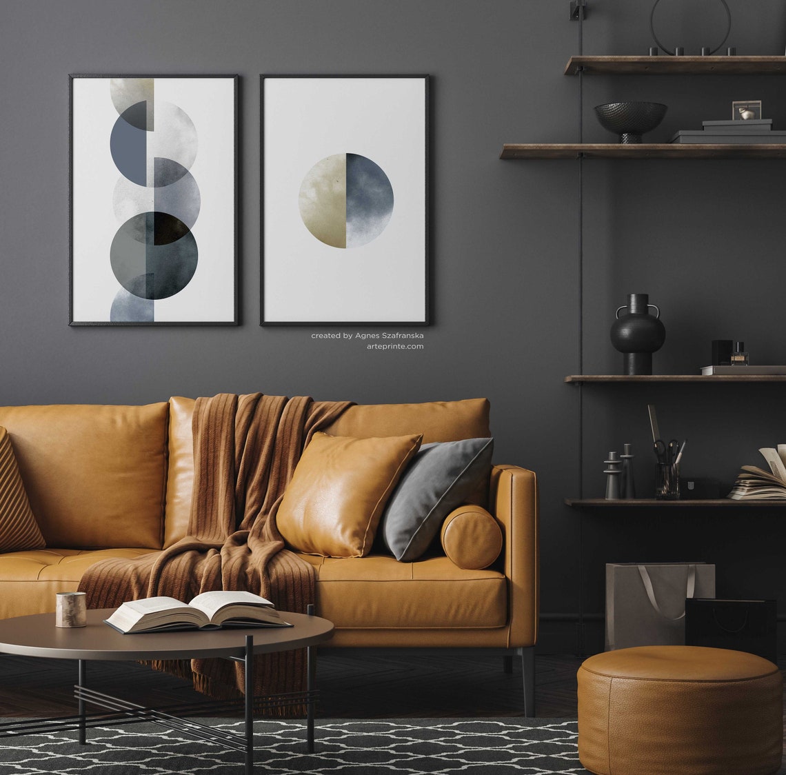 Abstract Circles Art Print Set: Minimalist Geometric Giclee Wall Decor ...