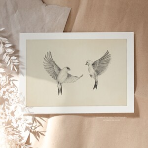 Birds Art, Graphite Sketch, Pencil Drawing, American GOLDFINCH, Pair of ...