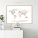 Pastel World Map With Continents Names, World Map, Wall Art, Art Print ...